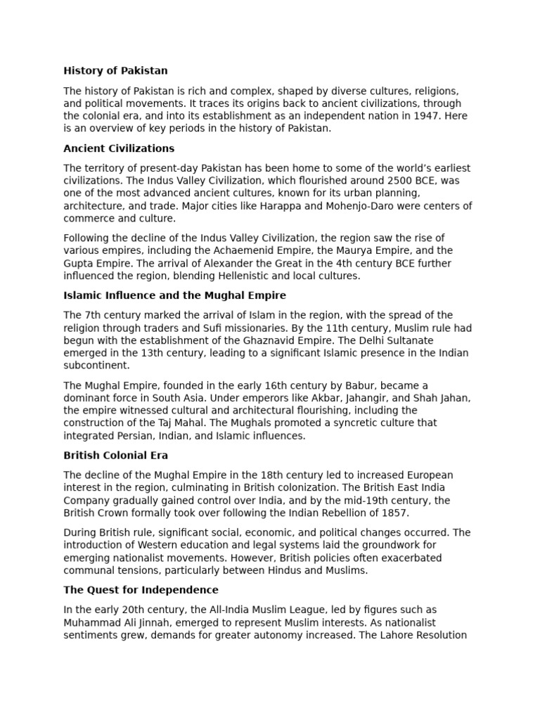 History of Pakistan | PDF | Pakistan | Mughal Empire