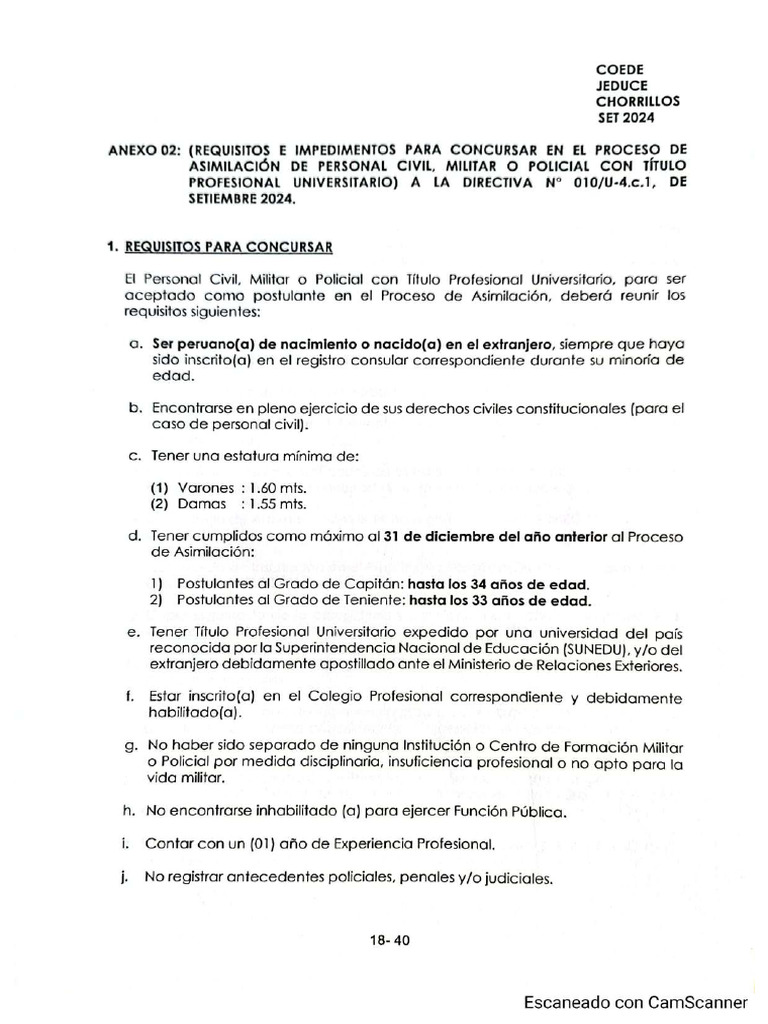 Requisitos e Impedimentos para Concursar en El Proceso de Asimilacion ...