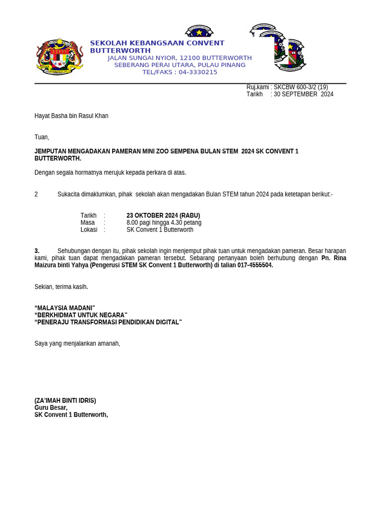 Surat Bayaran Program Zoo | PDF