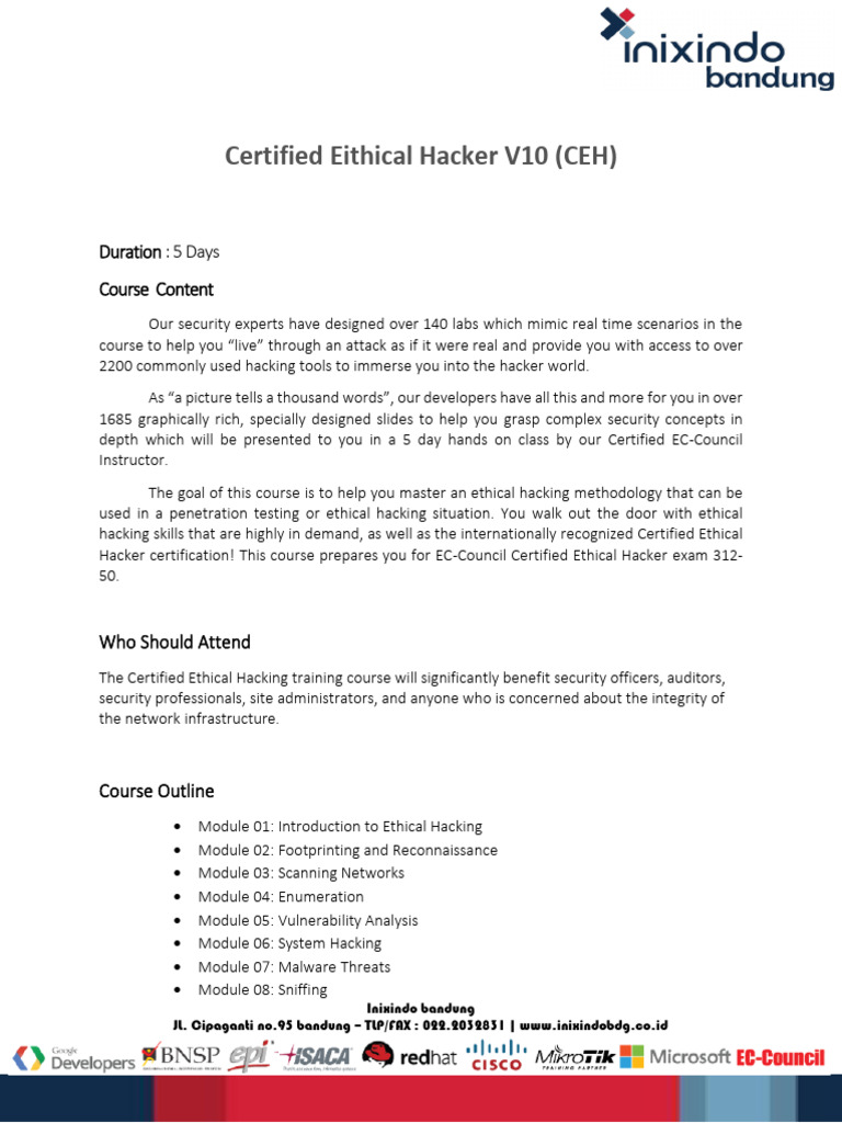Certified Eithical Hacker (CEH) v10 | PDF | Business | Computers