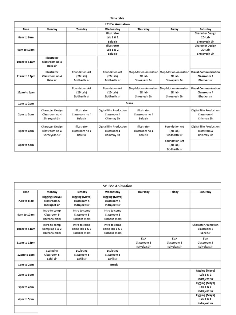 Week 2 Schedule | PDF