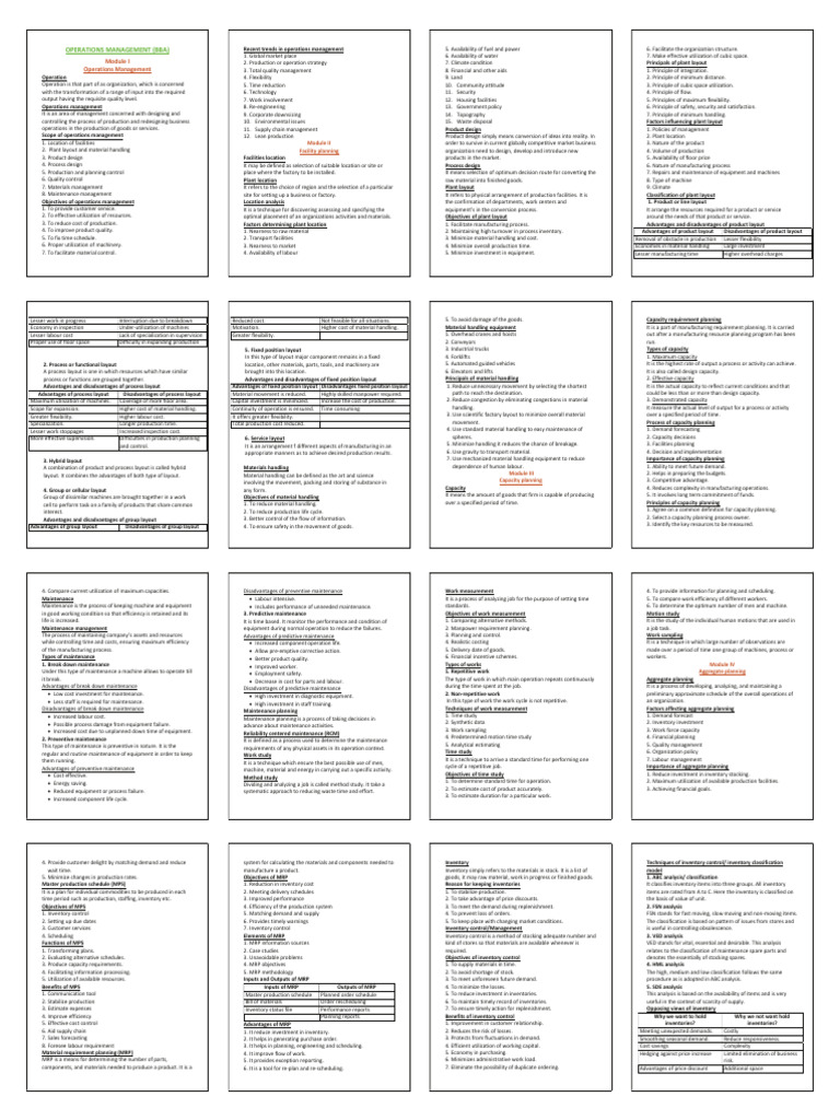 OPERATIONS MANAGEMENT-BBA V Sem New | PDF | Inventory | Reliability Engineering