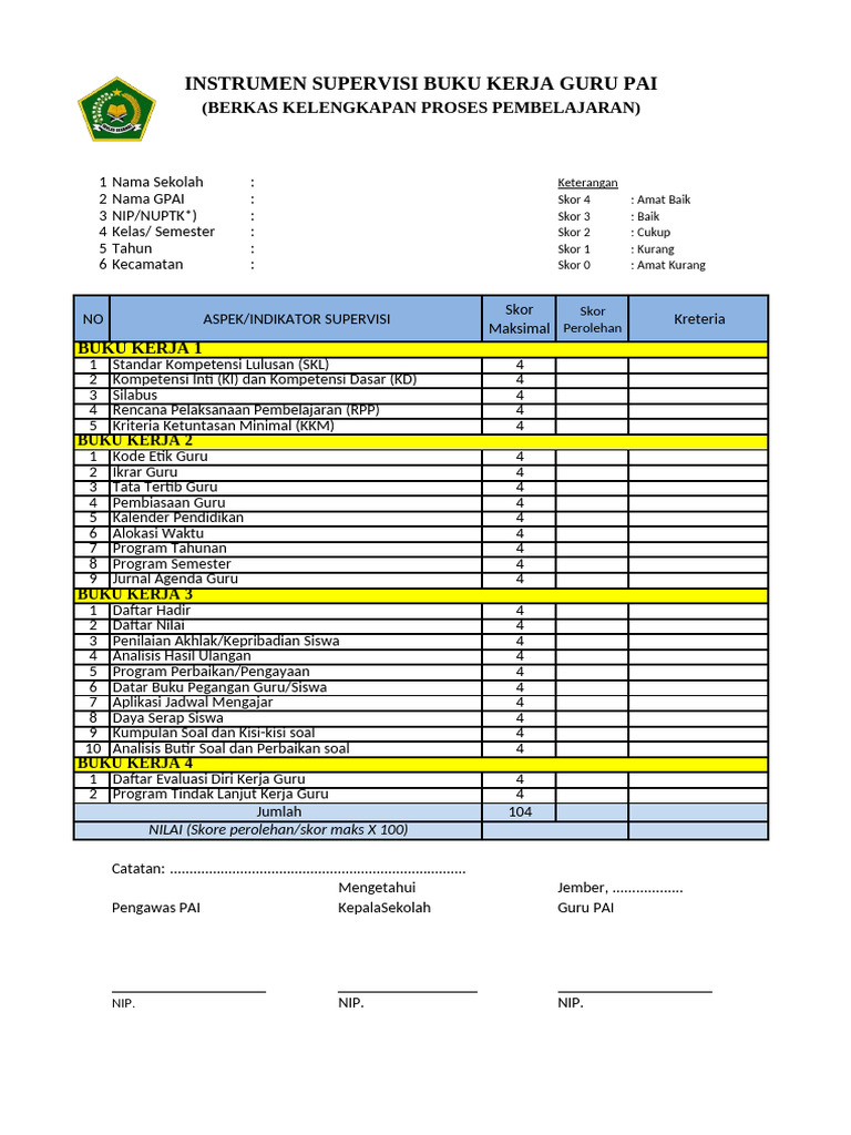 Instrumen SUPAK BUKU Kerja GPAI.-1 | PDF