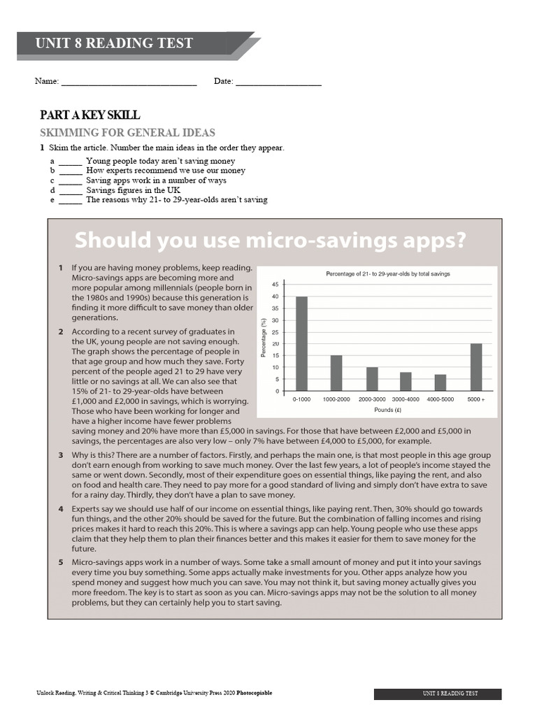 Unit 8 Reading and Language Test Guide | PDF | Investing | Interest