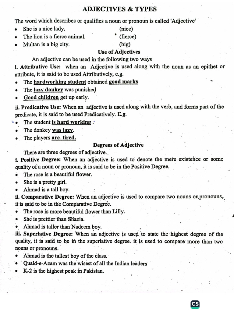 Adjectives & Types | PDF