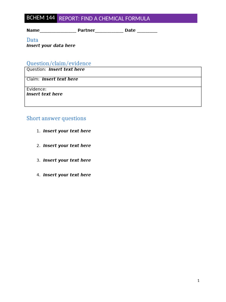 Unknown Formula Report Template | PDF