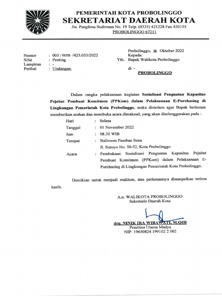 Undangan 1 Nov (TDK D Stamp Utk Arsip PPTK) | PDF
