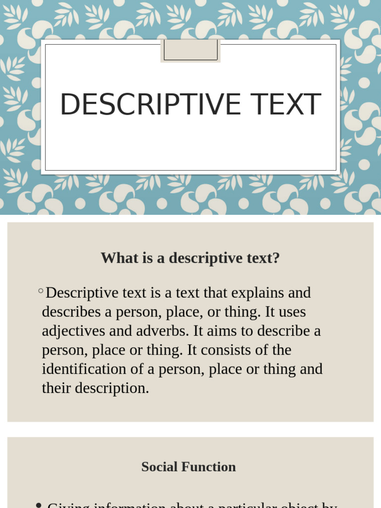 Descriptive Text UKIN | PDF | Adjective | Linguistic Typology