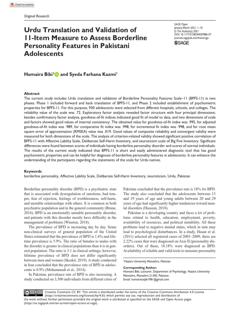 Borderline Article Sage Opens | PDF | Borderline Personality Disorder ...