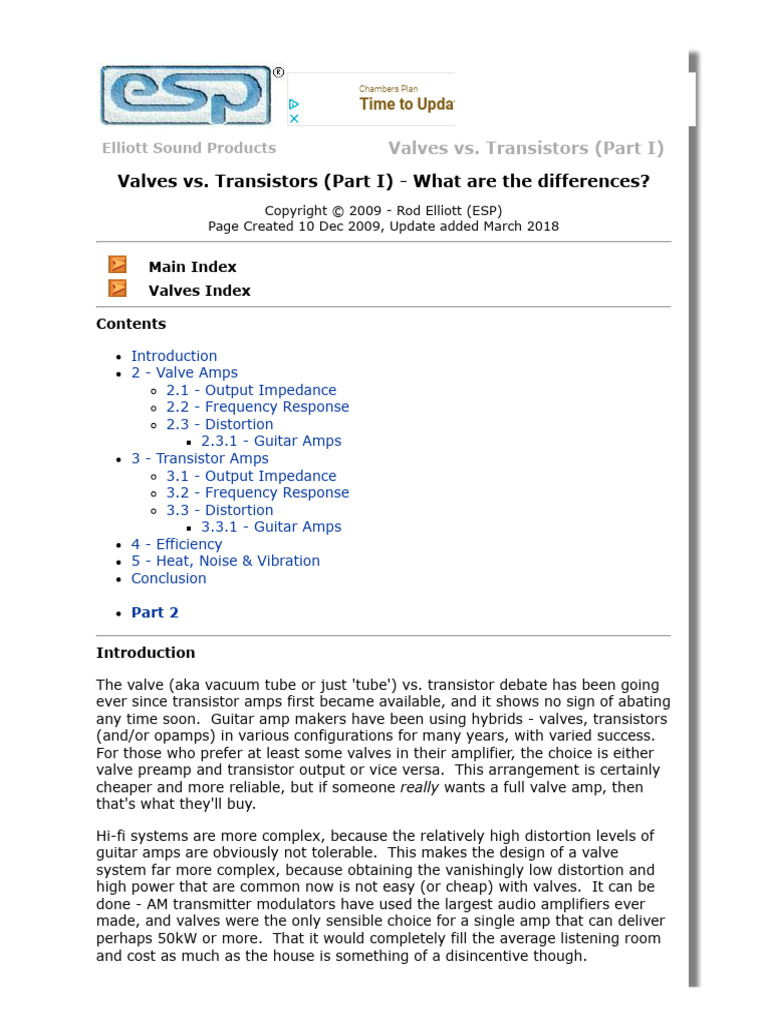 Valves vs. Transistors (Part 1) | PDF | Amplifier | Distortion