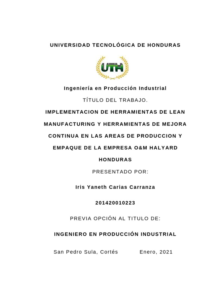 Proyecto Cap - 6 | PDF | Calidad (comercial) | Honduras