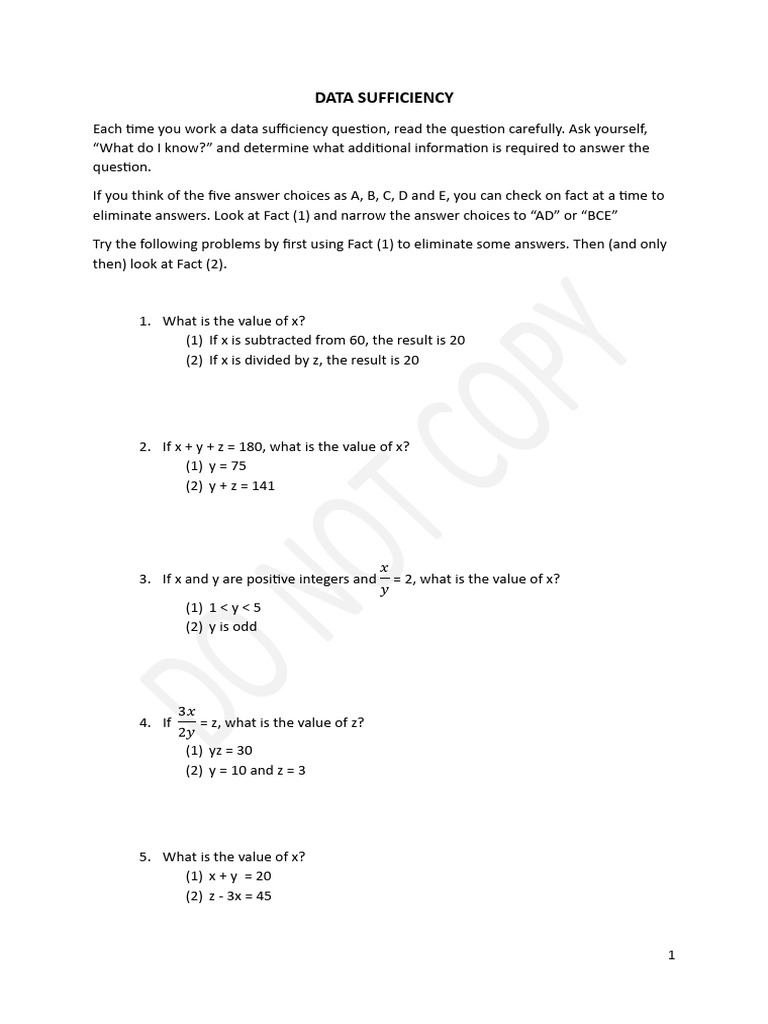 DATA_SUFFICIENCY_GMAT | PDF | Mathematics | Arithmetic
