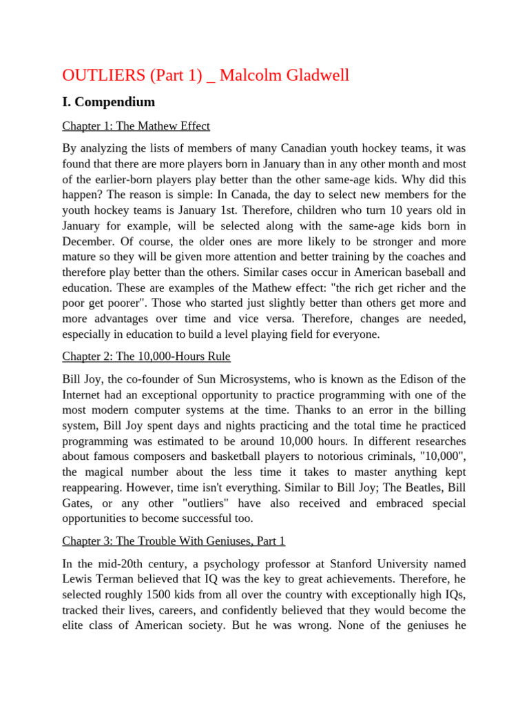 OUTLIERS | PDF | Politics | Wellness