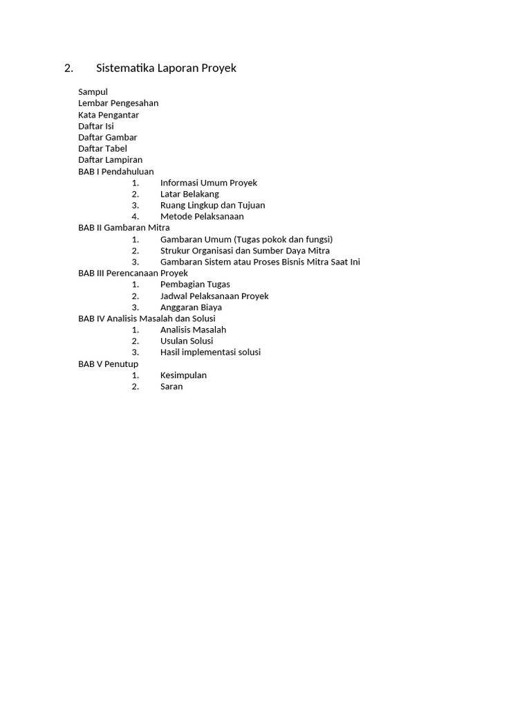 Sistematika Laporan Proyek | PDF