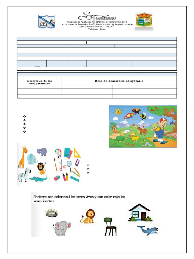Guia 1 Los Seres Vivos 1° 2024 | PDF | Educación de la primera infancia