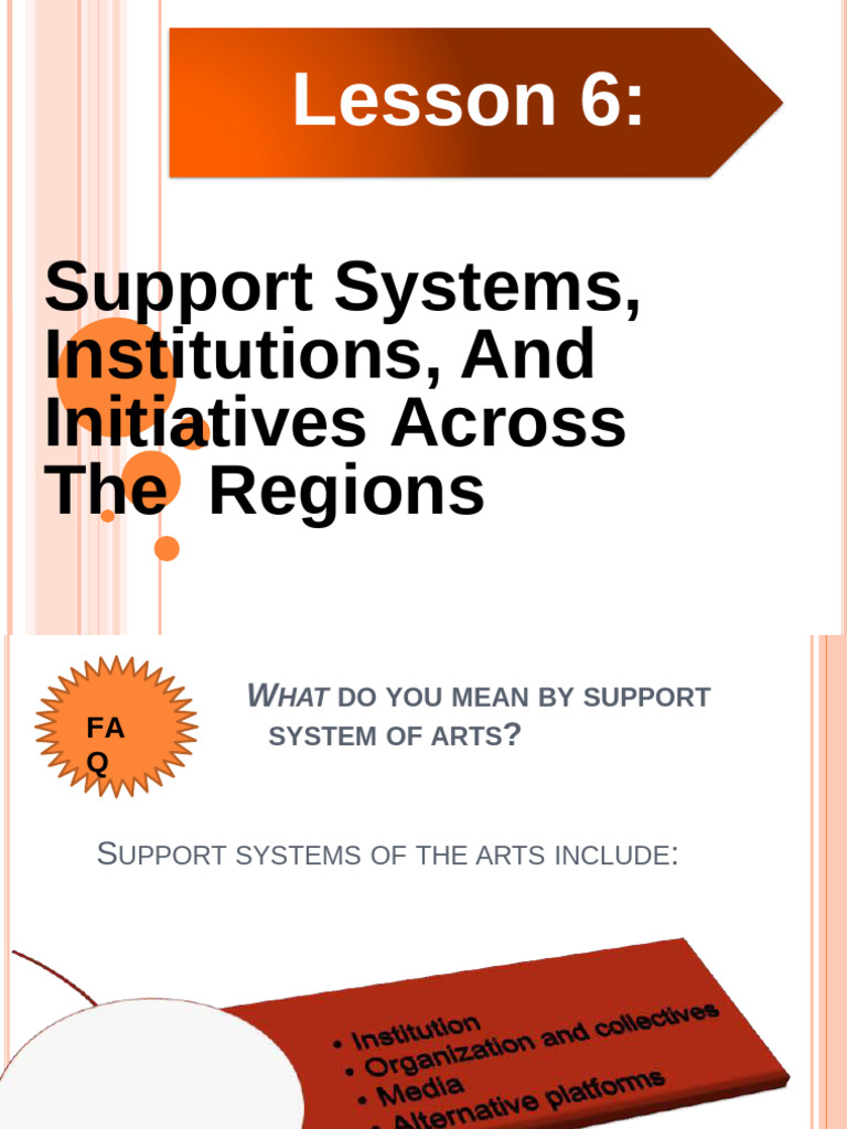 Lesson 6:: Support Systems, Institutions, and Initiatives Across The ...