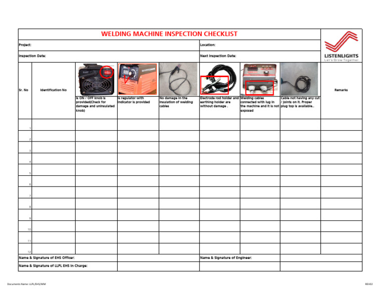 23 - Welding Machine Inspection Chaecklist | PDF
