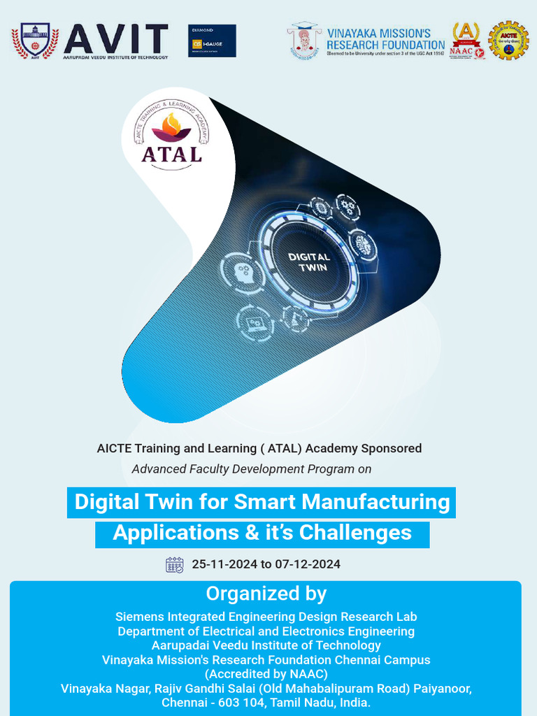 AVIT - ATAL Advanced FDP Brochure | PDF | Engineering