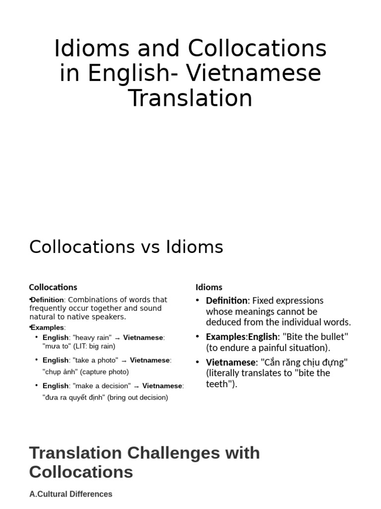 Collocations and Idioms-Translation | PDF | Idiom | Vietnamese Language
