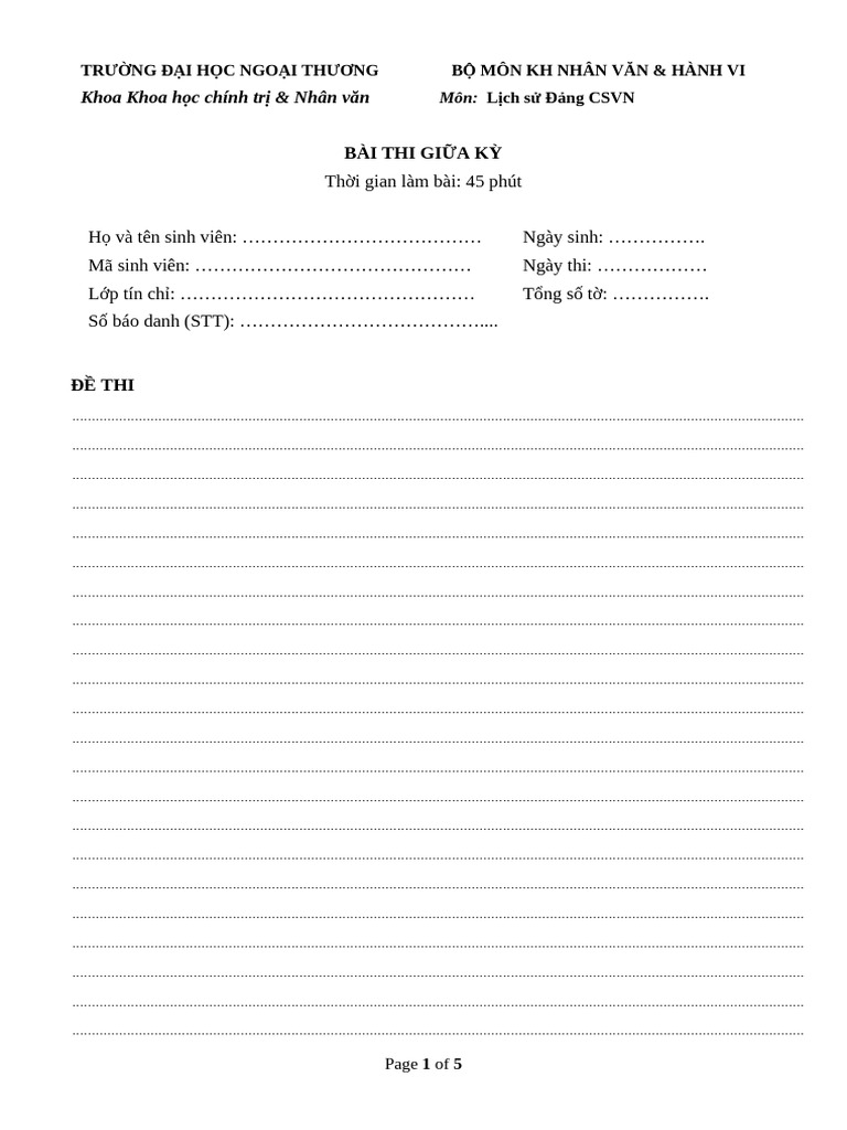 Mau Giay Kiem Tra Giua Ky | PDF