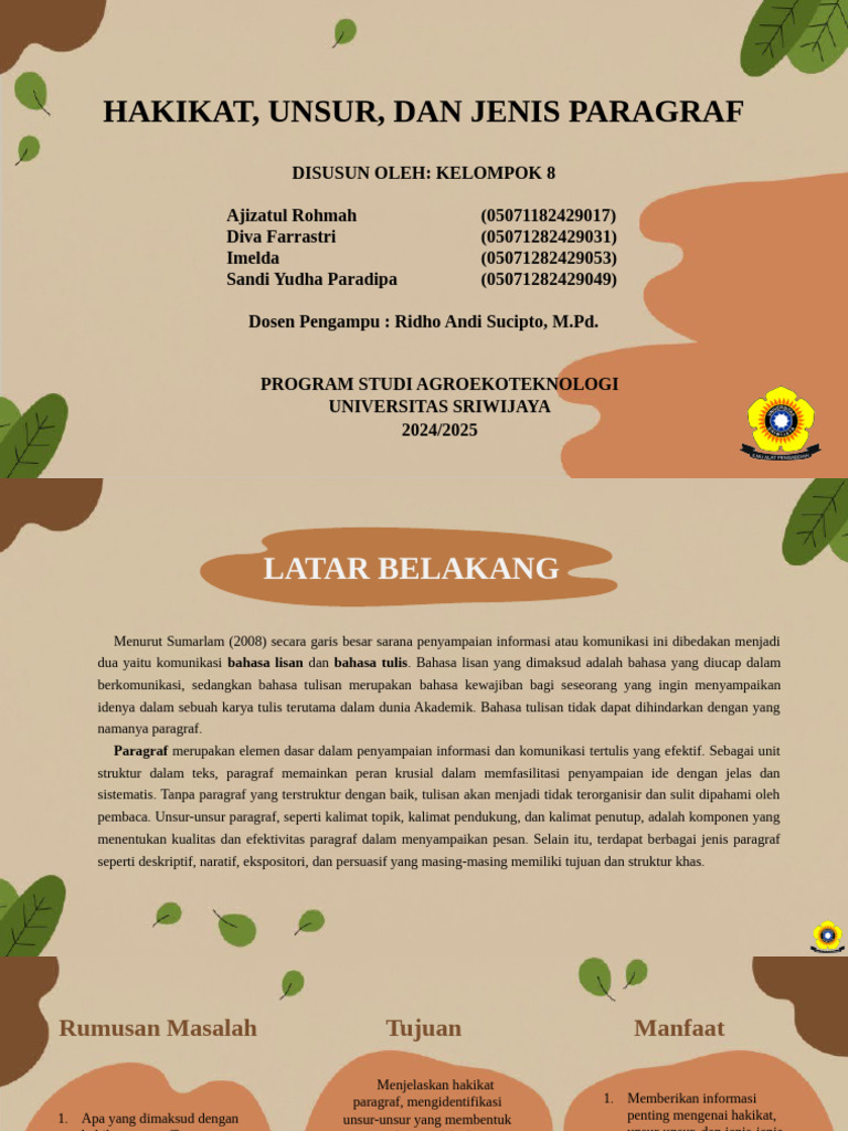 B.indo Kel 8 - Hakikat, Unsur Dan Jenis Paragraf | PDF