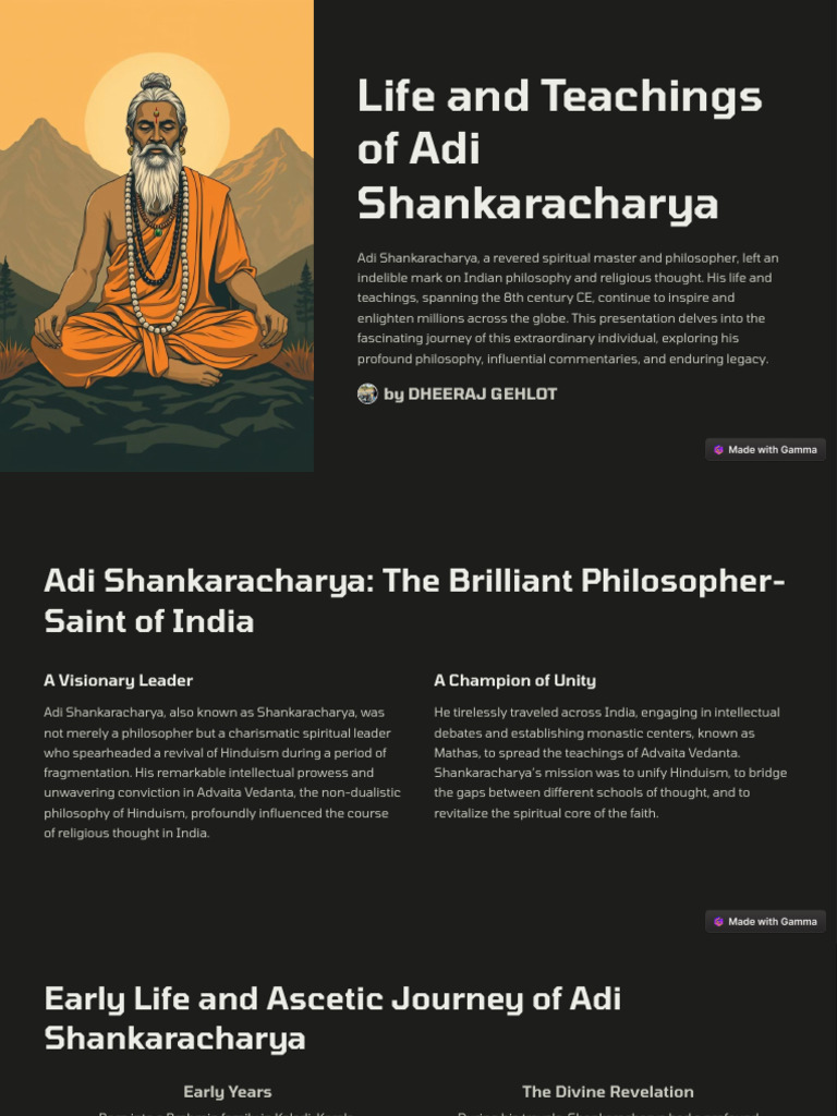 Life and Teachings of Adi Shankaracharya | PDF | Brahman | Moksha