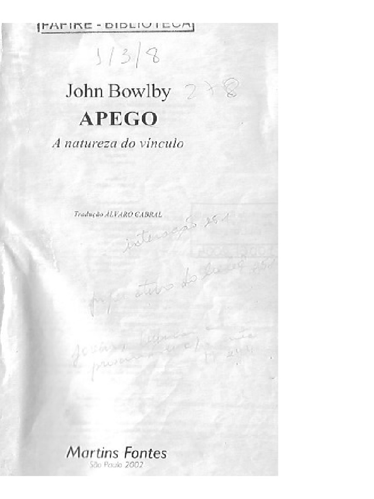 Apego e Perda. Vol 1 - A Natureza Do Vinculo | PDF