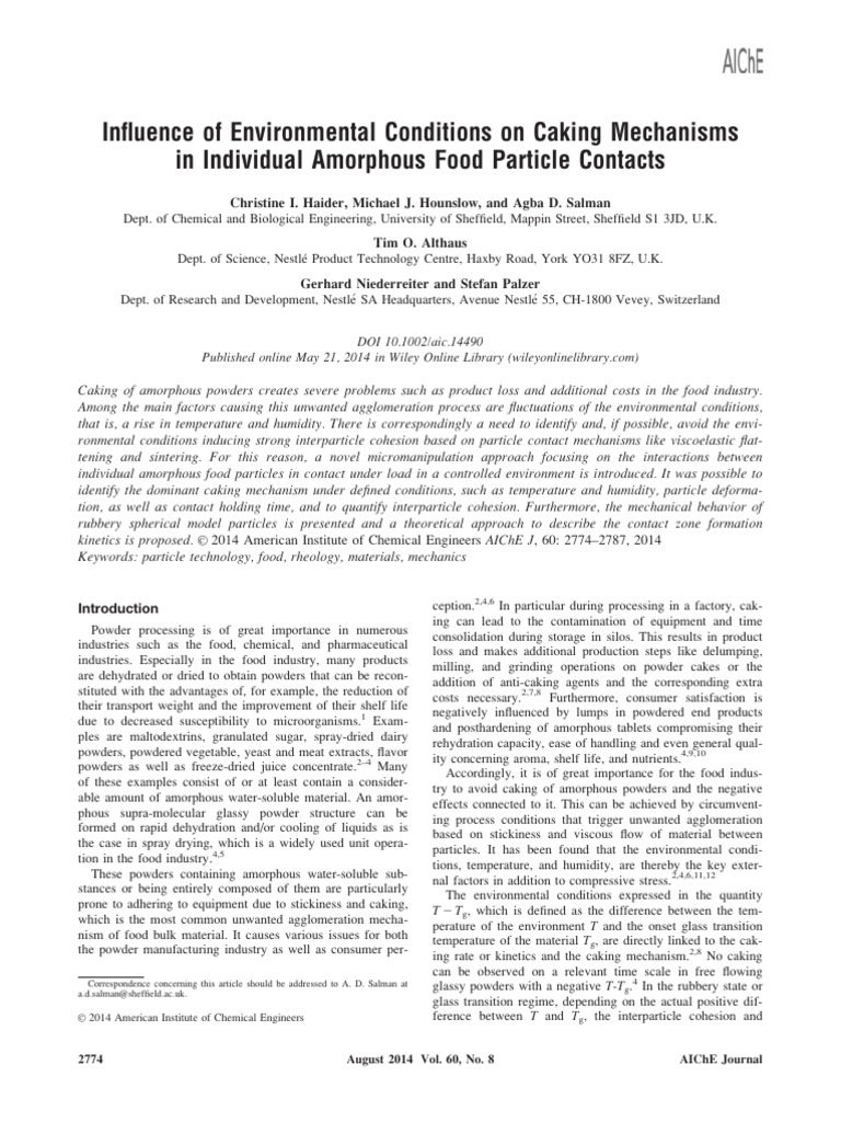 Environmental Impact on Food Powder Caking | PDF | Viscoelasticity ...