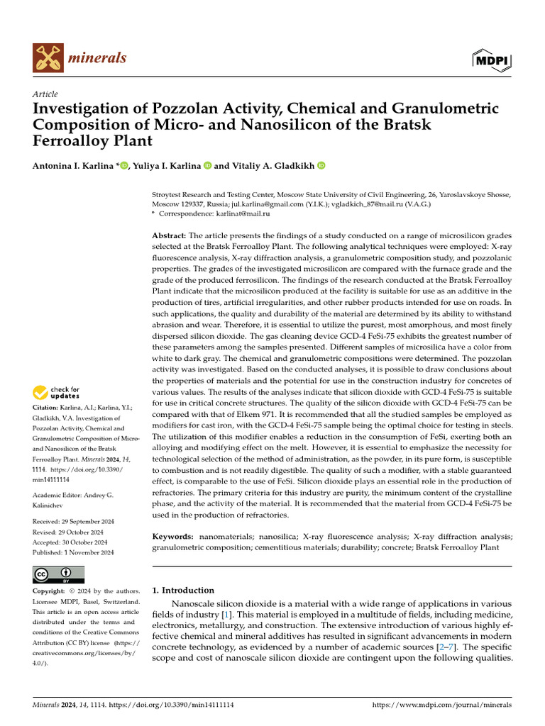 Investigation of Pozzolan Activity Chemical and GR | PDF | Silicon ...
