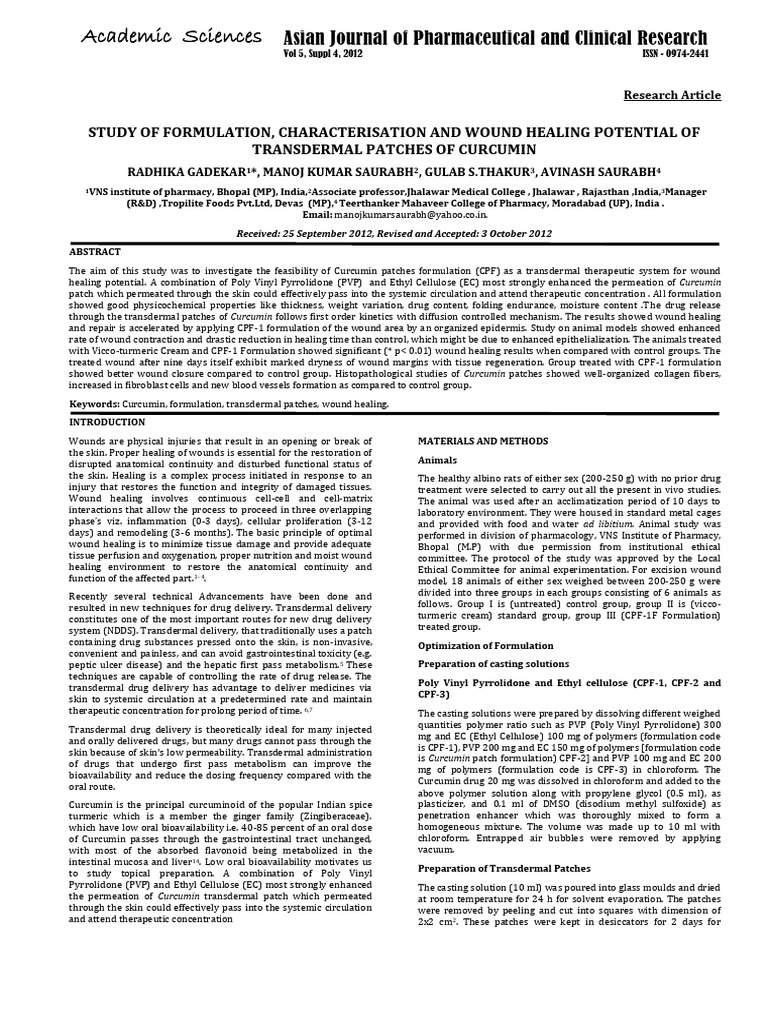 curcumin patch | PDF | Infrared Spectroscopy