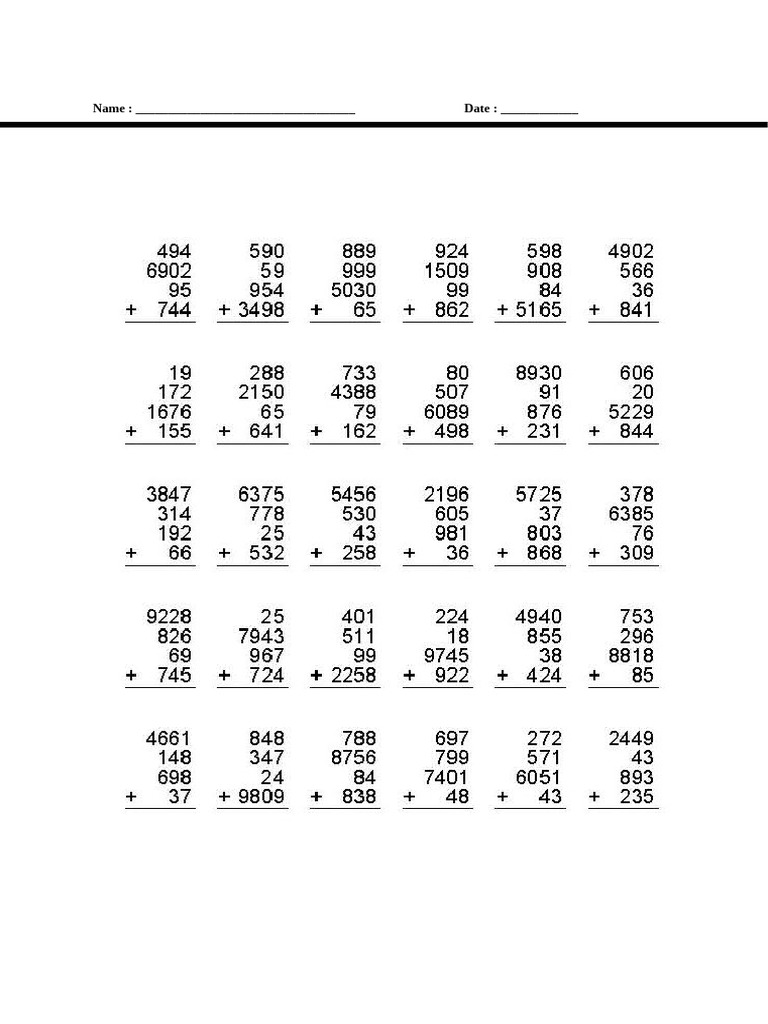 Maths 4 Add and Sub For Higher Level | PDF