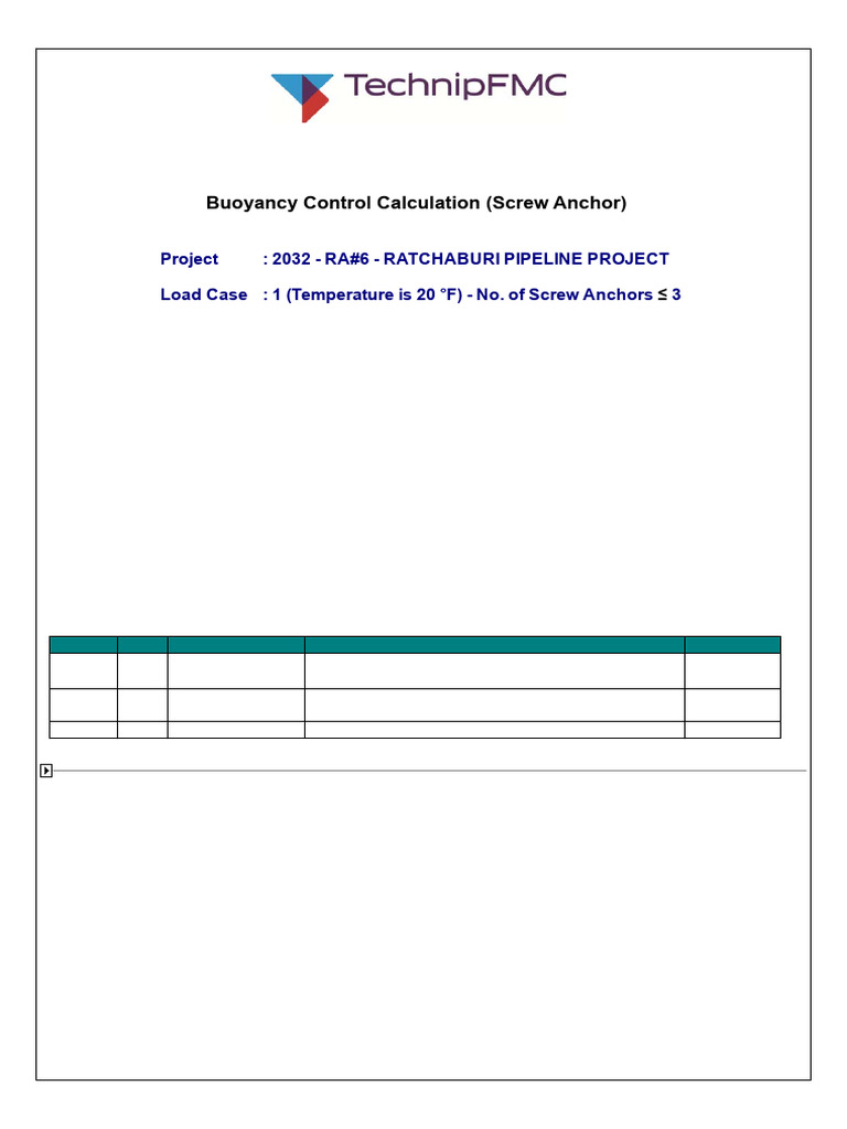 Mathcad - BUOYANCY02 - Screw Anchor (No Top Soil) Case 1 Pinned-Fixed ...