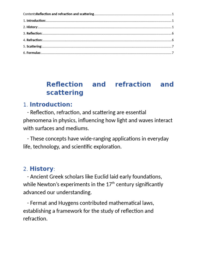 Reflection and Refraction and Scattering | PDF | Refraction | Optics