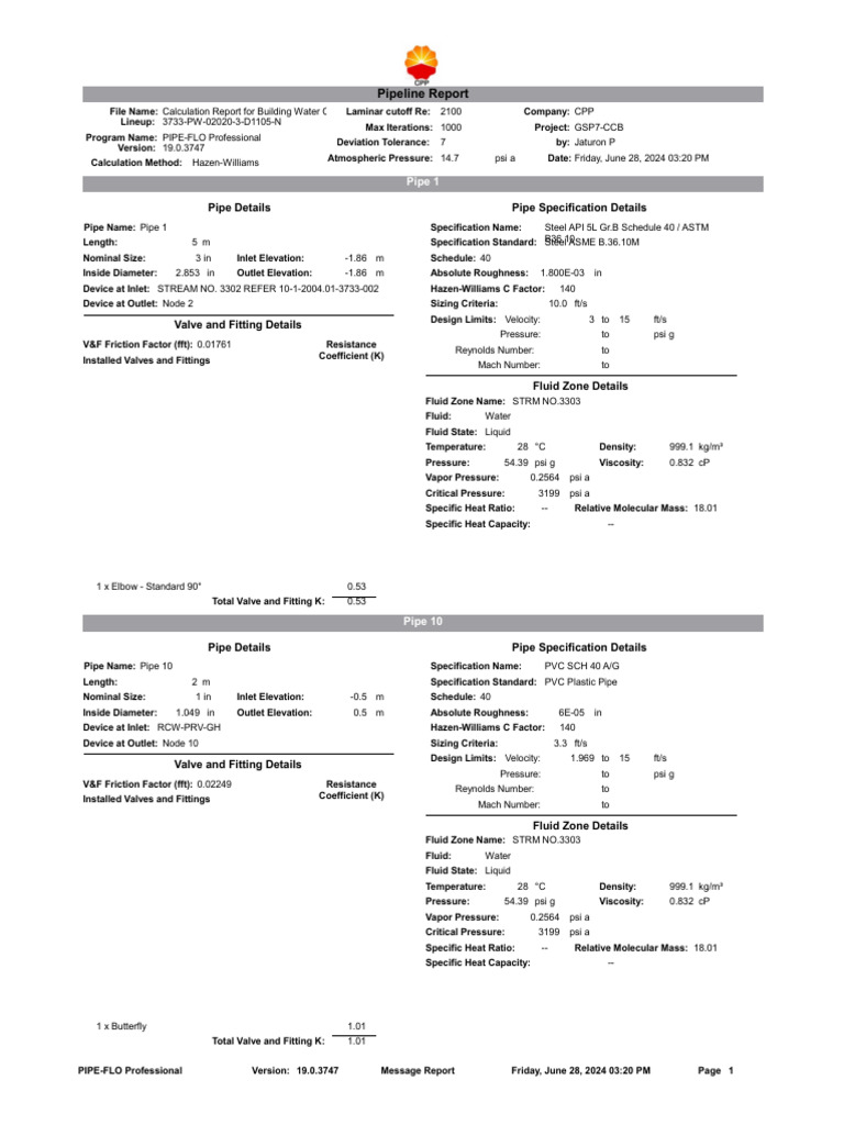 report-ATT 2.1 | PDF | Pipe (Fluid Conveyance) | Reynolds Number