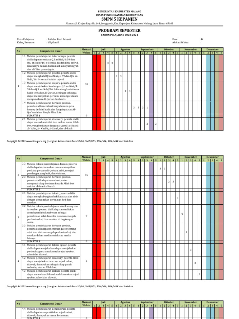 Program Semester 1 2023-2024 | PDF