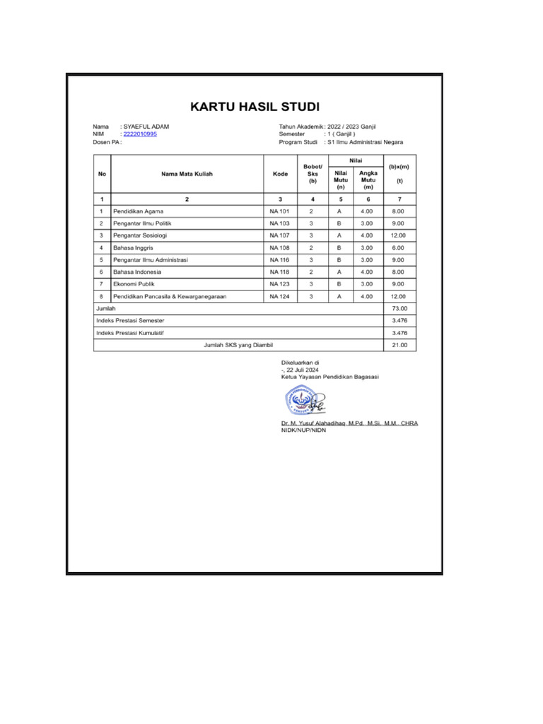 Khs Semester 1 | PDF