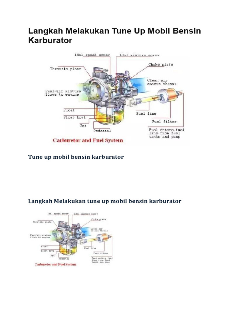 Langkah Melakukan Tune Up Mobil Bensin Karburator | PDF