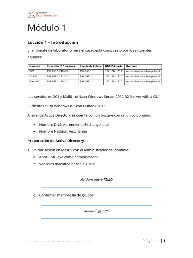 Módulo 1 Transcripción | PDF | Directorio Activo | Protocolos de capa de aplicación