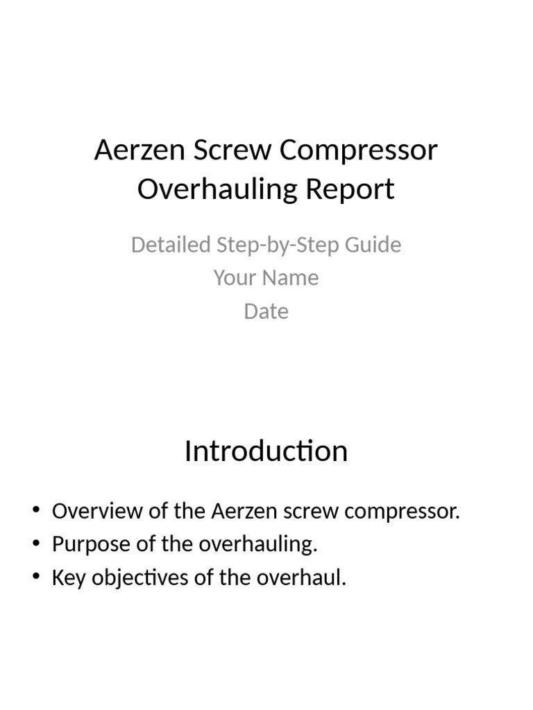 Aerzen Screw Compressor Overhaul Guide | PDF | Computers | Technology ...