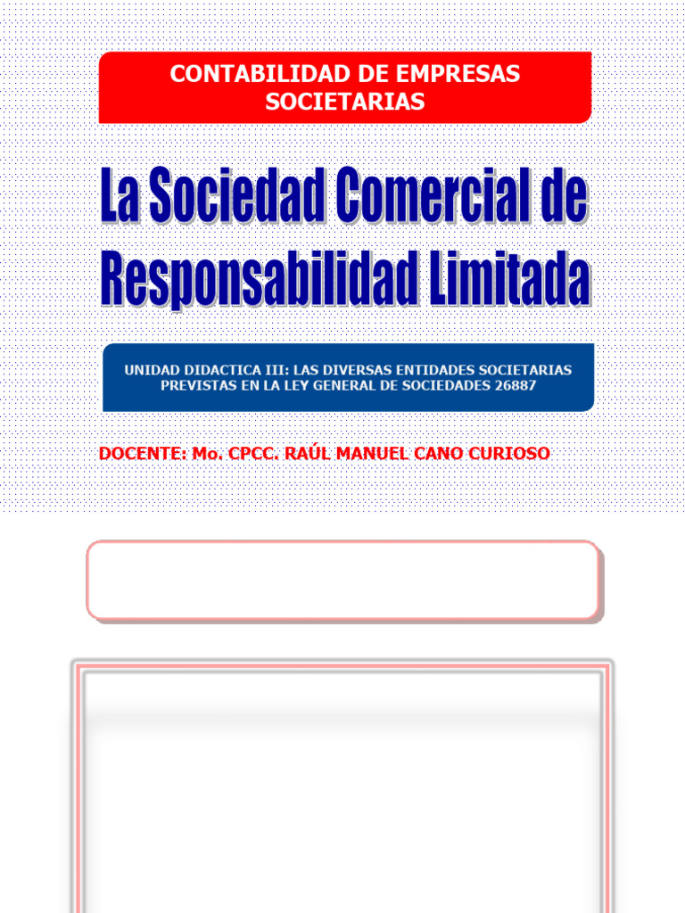 Jaja LA SOCIEDAD COMERCIAL DE RESPONSABILIDAD LIMITADA - S.R.L. | PDF | Sociedad de ...