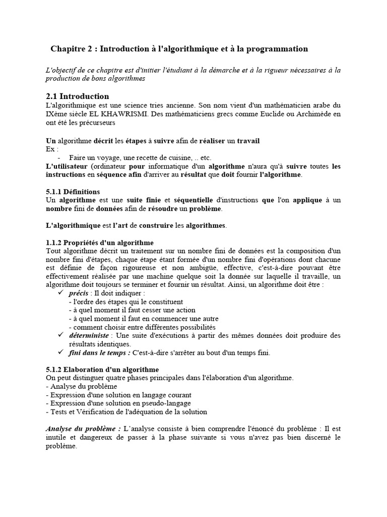 Introduction à l'algorithmique et programmation | PDF | Programmation informatique | Structure ...