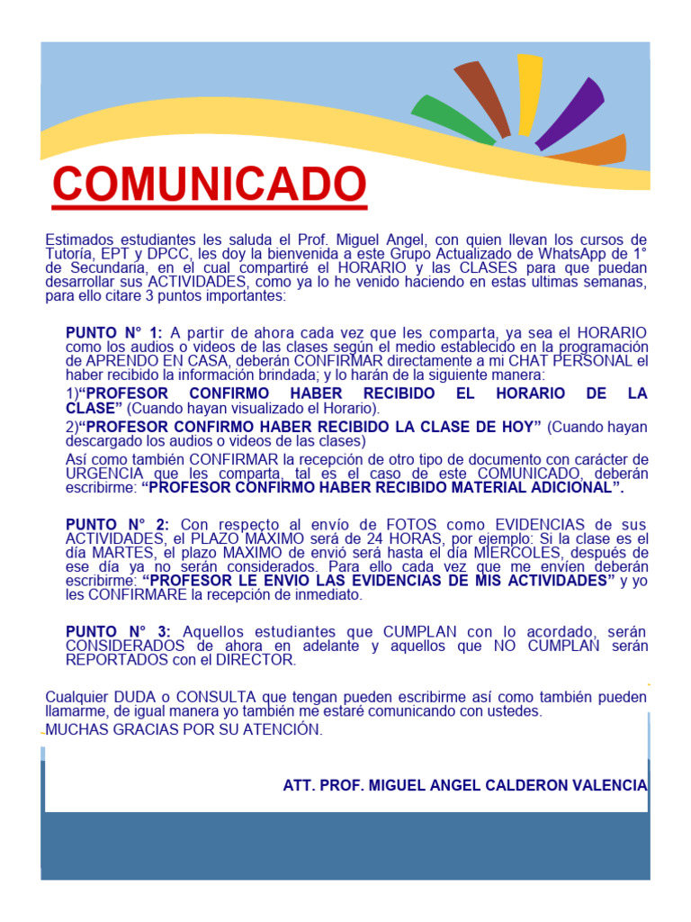 COMUNICADOS | PDF | Chat en linea