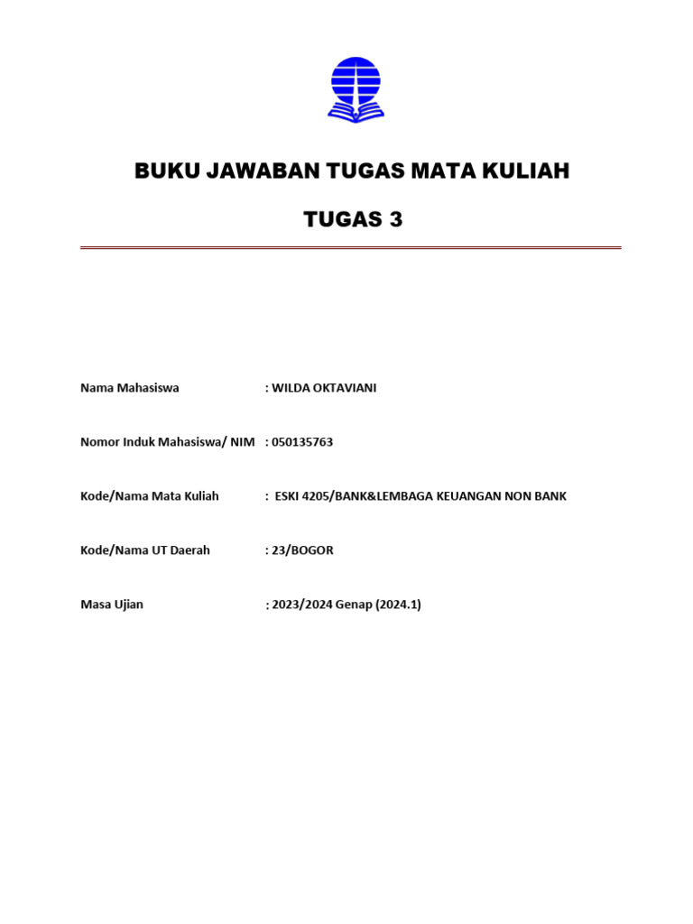 TMK 3 Eski 4205 Bank Dan Lembaga Keuangan Non Bank Wilda Oktaviani | PDF | Bisnis
