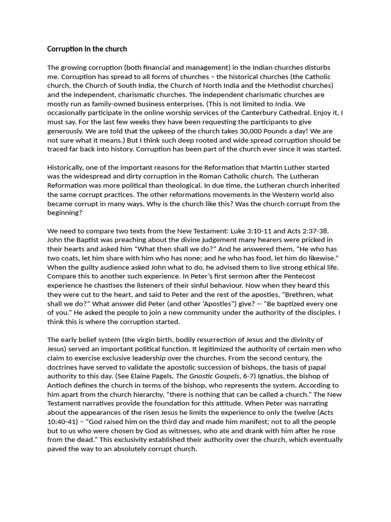 Corruption in The Church | PDF | Saint Peter | Resurrection Of Jesus