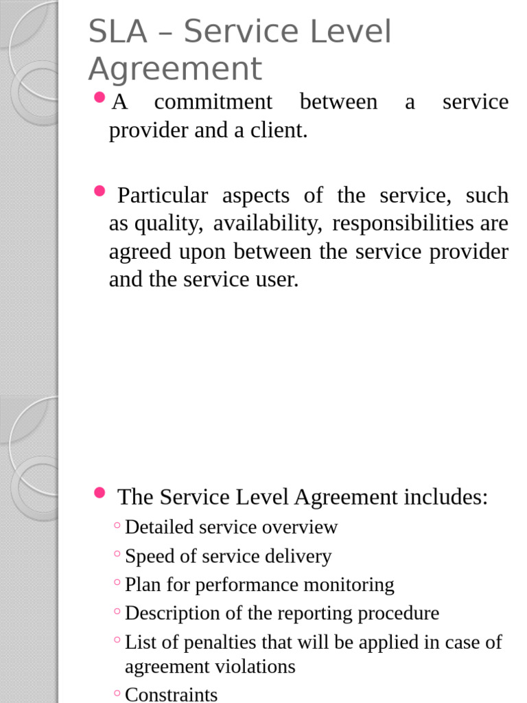 SLA - Service Level Agreement | PDF