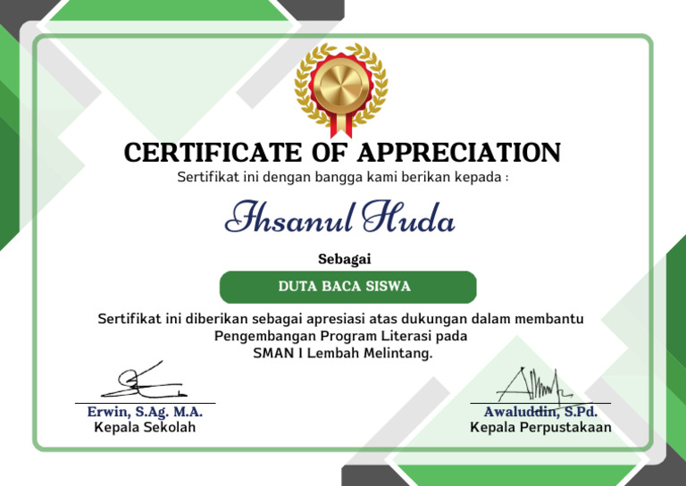 Green and Grey Bordered Appreciation Certificate | PDF