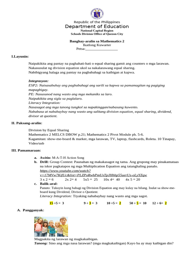 CO Math Q3 Division As Equal Sharing | PDF