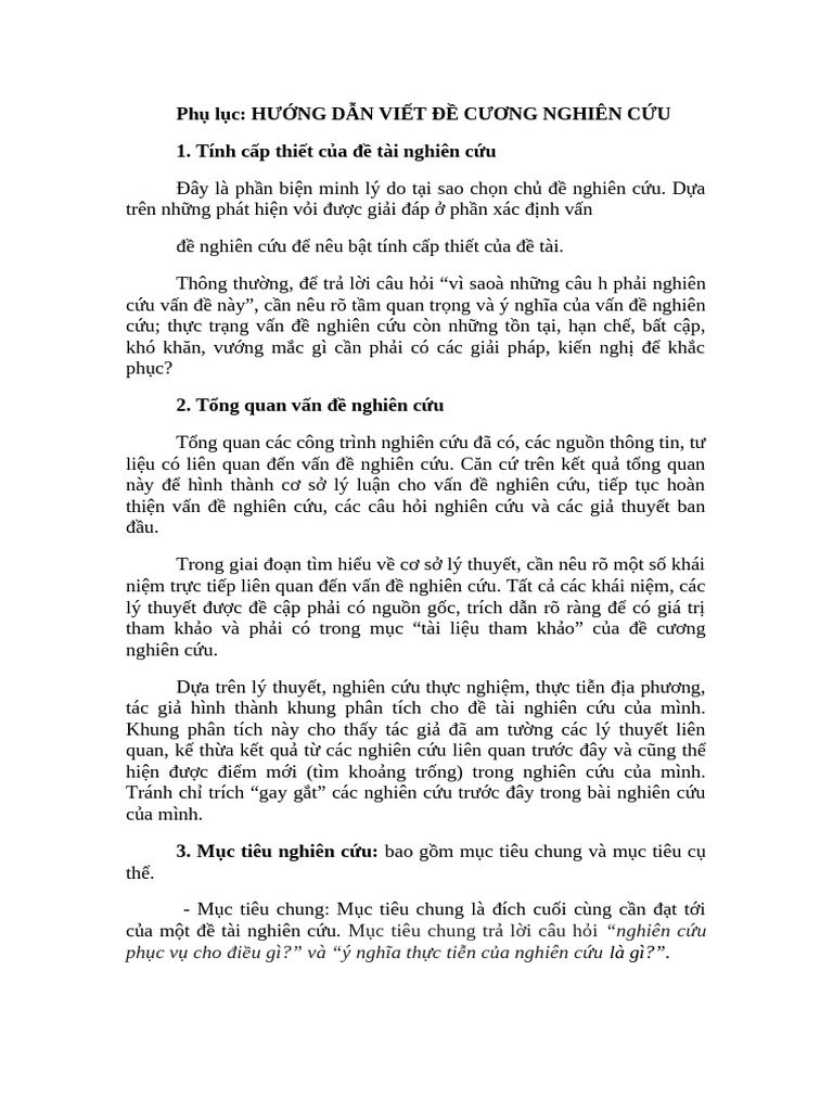 Phu Luc Huong Dan Viet de Cuong Nghien Cuu Khoa Hoc | PDF