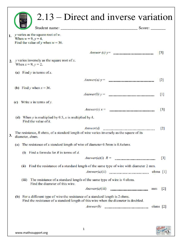 2 - 13 - Direct and Inverse Variationf | PDF