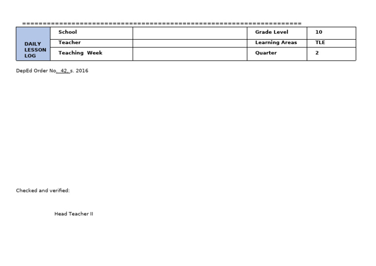 Grade 10 TLE Daily Lesson Log | PDF | Career & Growth